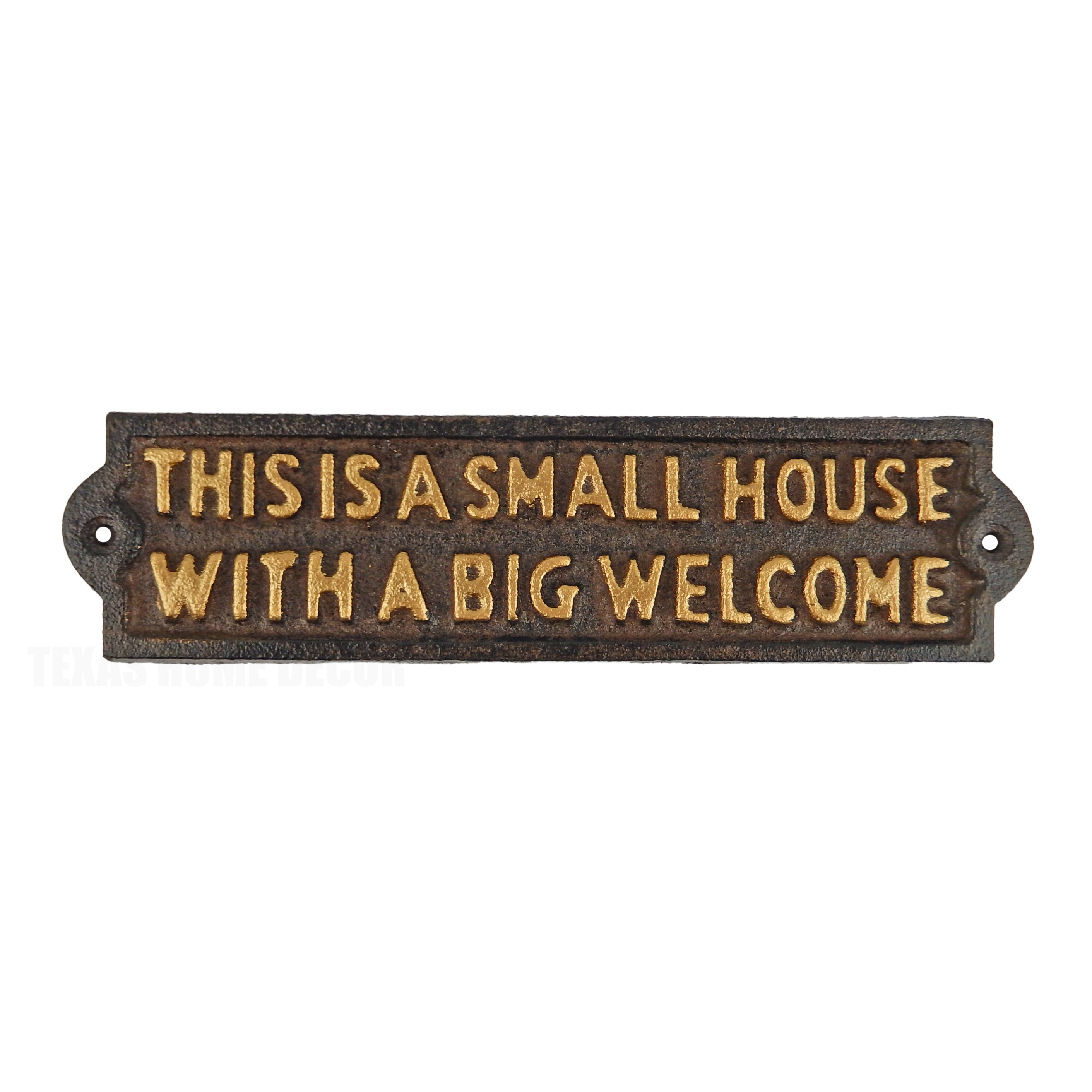 Cast Iron Small House Big Welcome Porch Wall Plaque Sign Rustic Brown ...